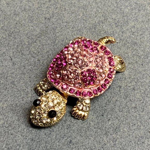 Vintage | Jewelry | Articulated Turtle Barbie Rhinestone Gold Heart ...